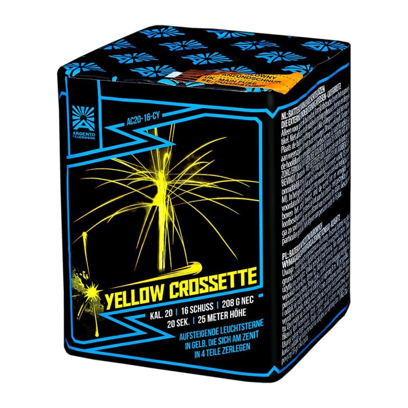 Yellow Crossette 16-Schuss Feuerwerksbatterie - hier kaufen!